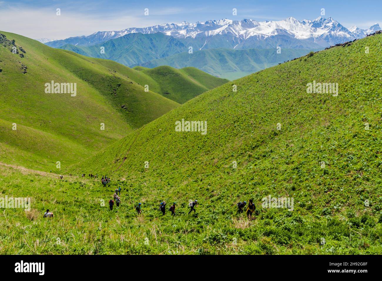 ALAMEDIN, KYRGYZSTAN - MAY 21, 2017: Participants of Trekking Union of ...