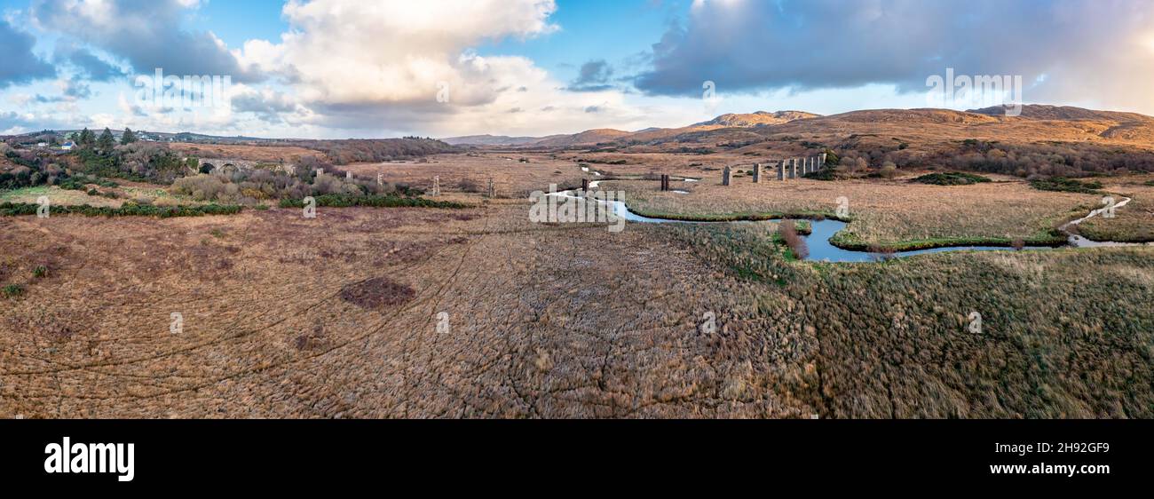Aerial view of the Owencarrow Railway Viaduct by Creeslough in County ...