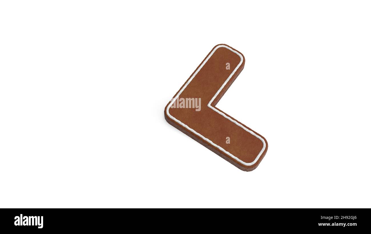 3d Rendering Of Gingerbread Cookie In Shape Of Symbol Of Angle Arrow