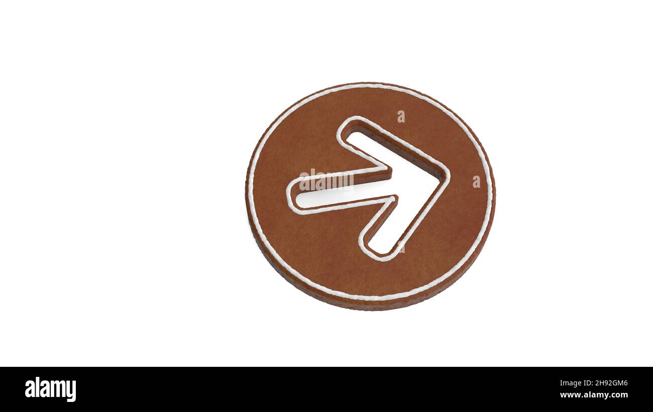 3d Rendering Of Gingerbread Cookie In Shape Of Symbol Of Open Right