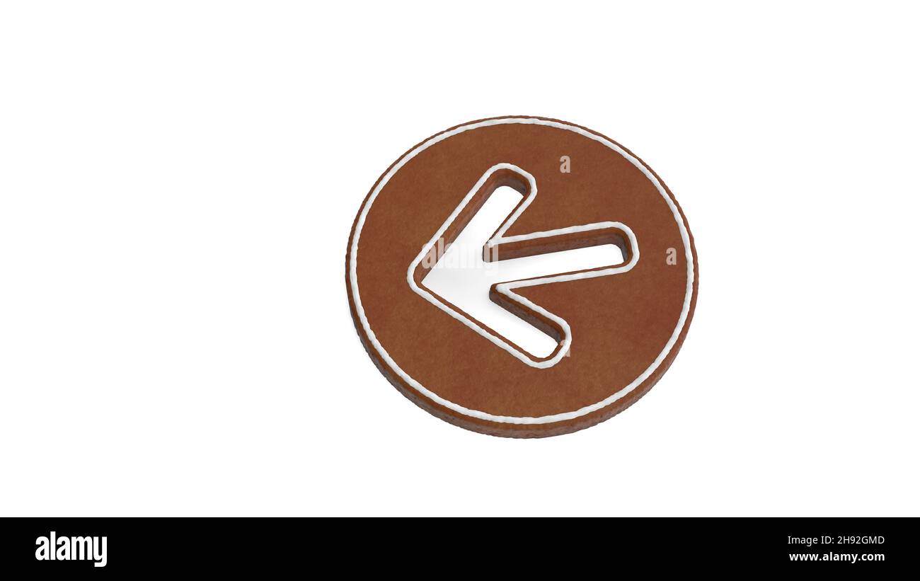 3d rendering of gingerbread cookie in shape of symbol of open left ...