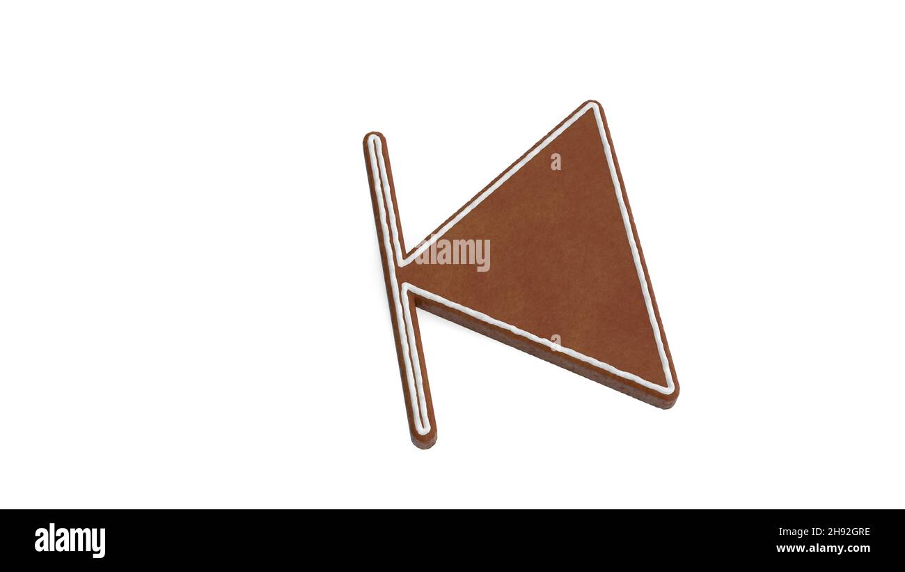 3d Rendering Of Gingerbread Cookie In Shape Of Symbol Of Stop Left Back With Thin Line Isolated