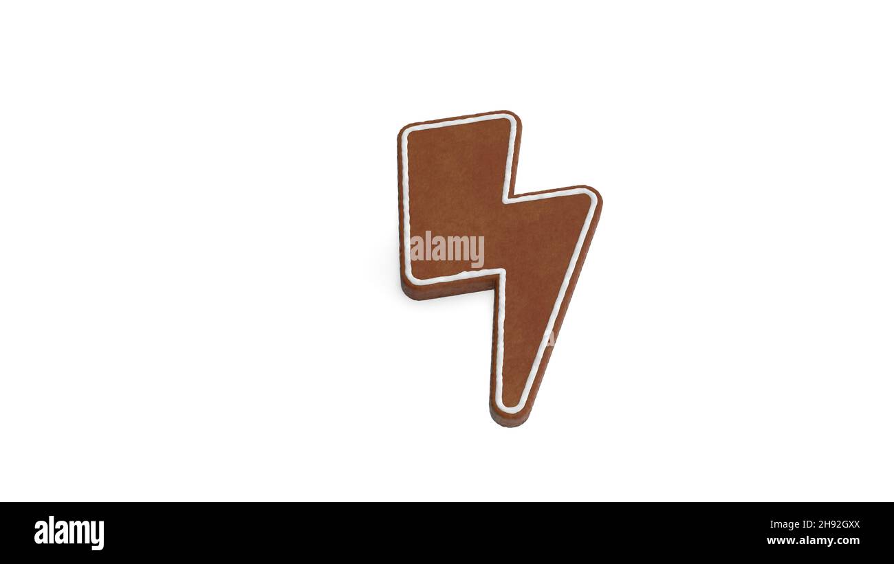 3d rendering of gingerbread cookie in shape of symbol of bolt of ...