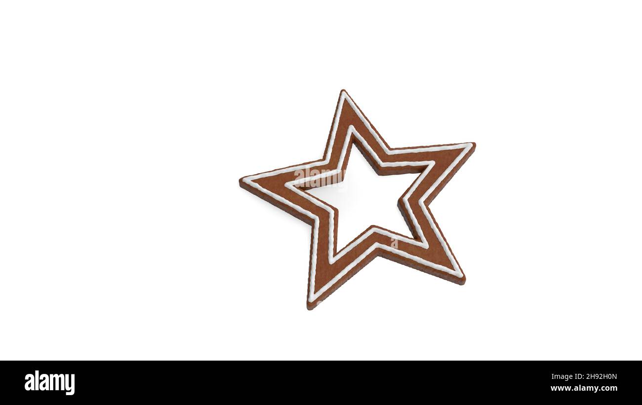 3d Rendering Of Gingerbread Cookie In Shape Of Symbol Of Bookmark Star