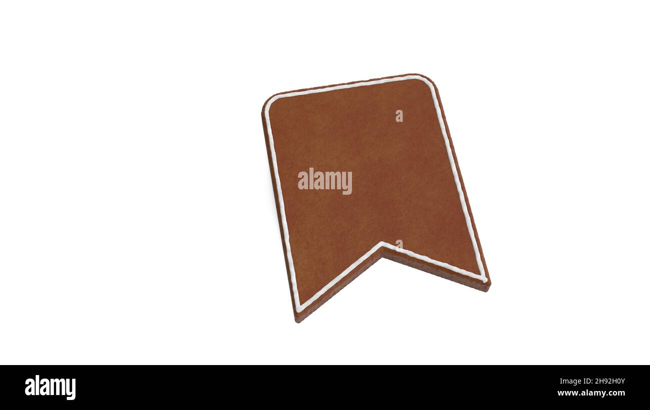 3d Rendering Of Gingerbread Cookie In Shape Of Symbol Of Bookmark