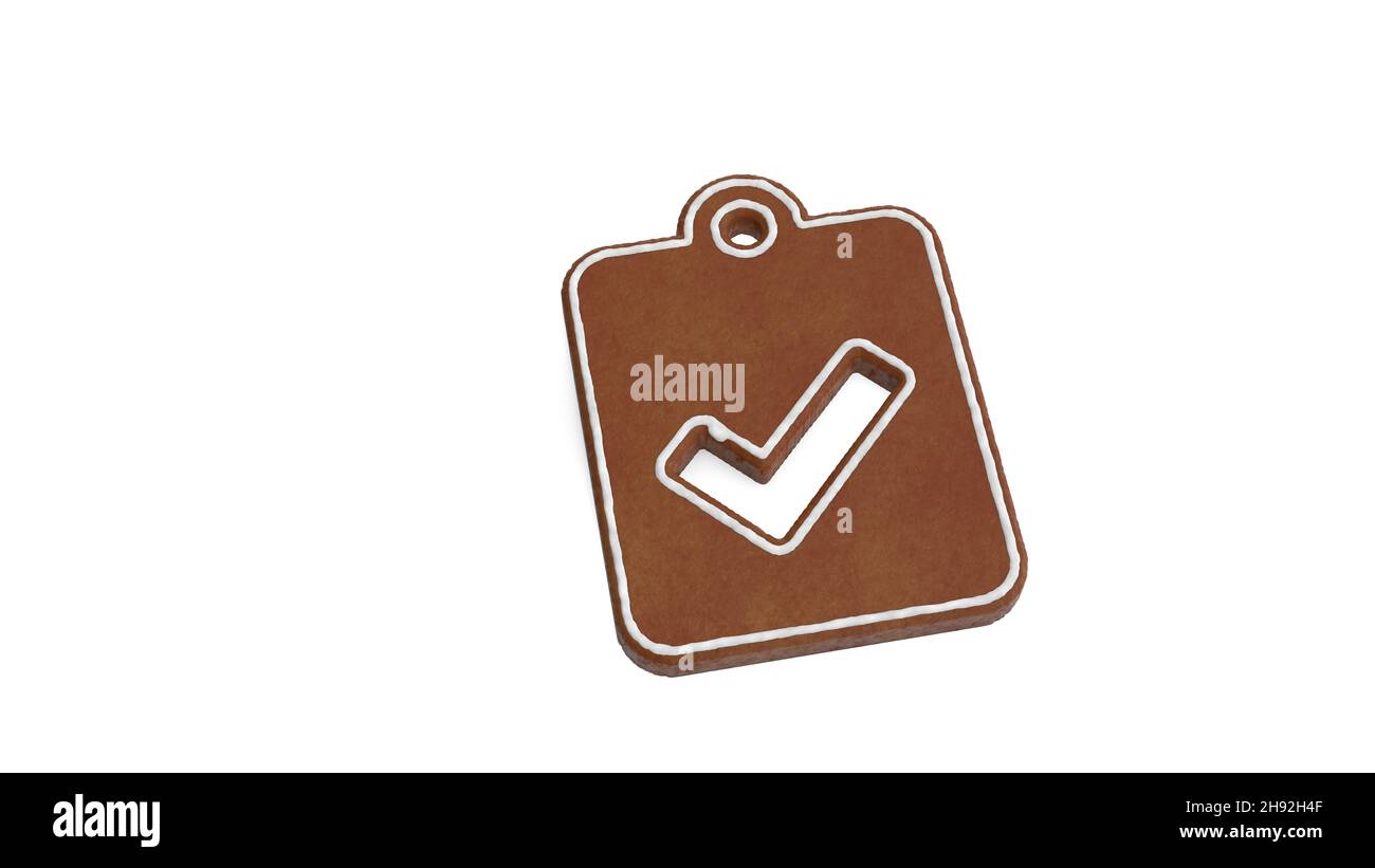 3d Rendering Of Gingerbread Cookie In Shape Of Symbol Of Clipboard With