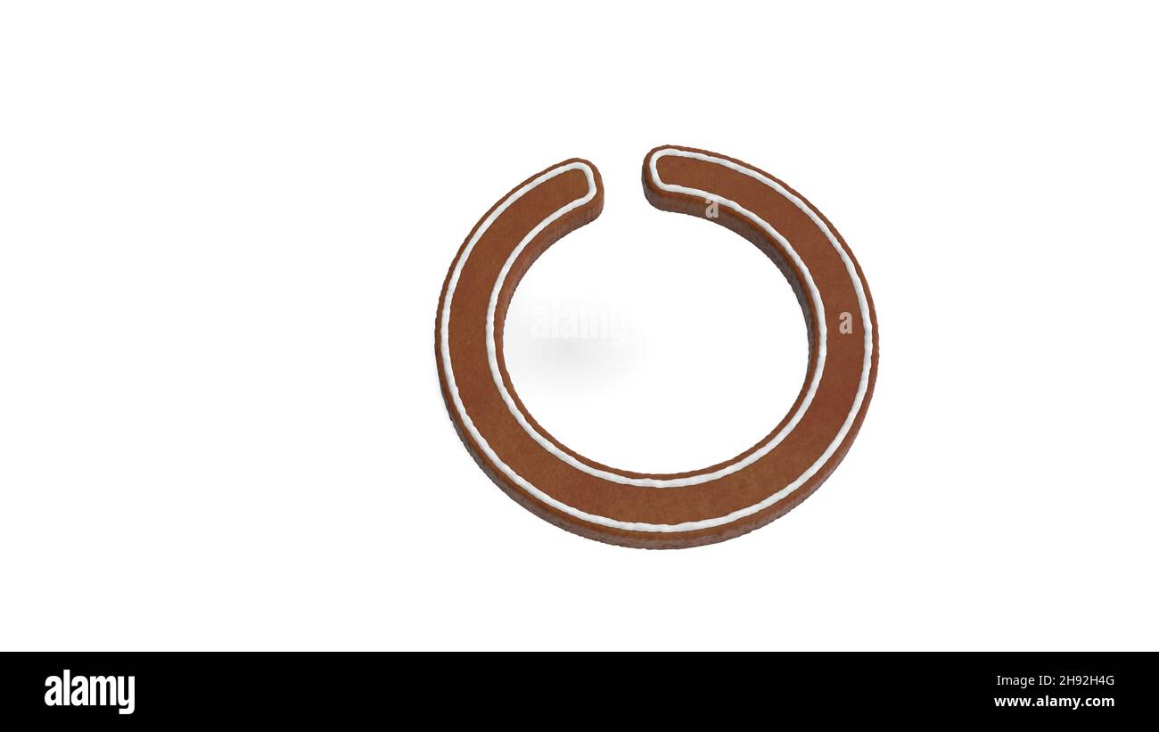 3d rendering of gingerbread cookie in shape of symbol of circle notch ...