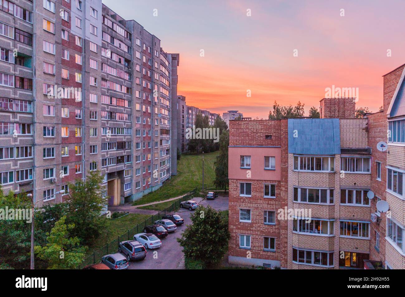 Concrete apartment buildings in Minsk in Belarus Stock Photo - Alamy