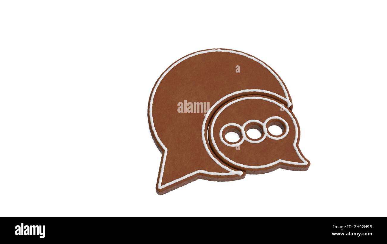 3d rendering of gingerbread cookie in shape of symbol of two rounded ...
