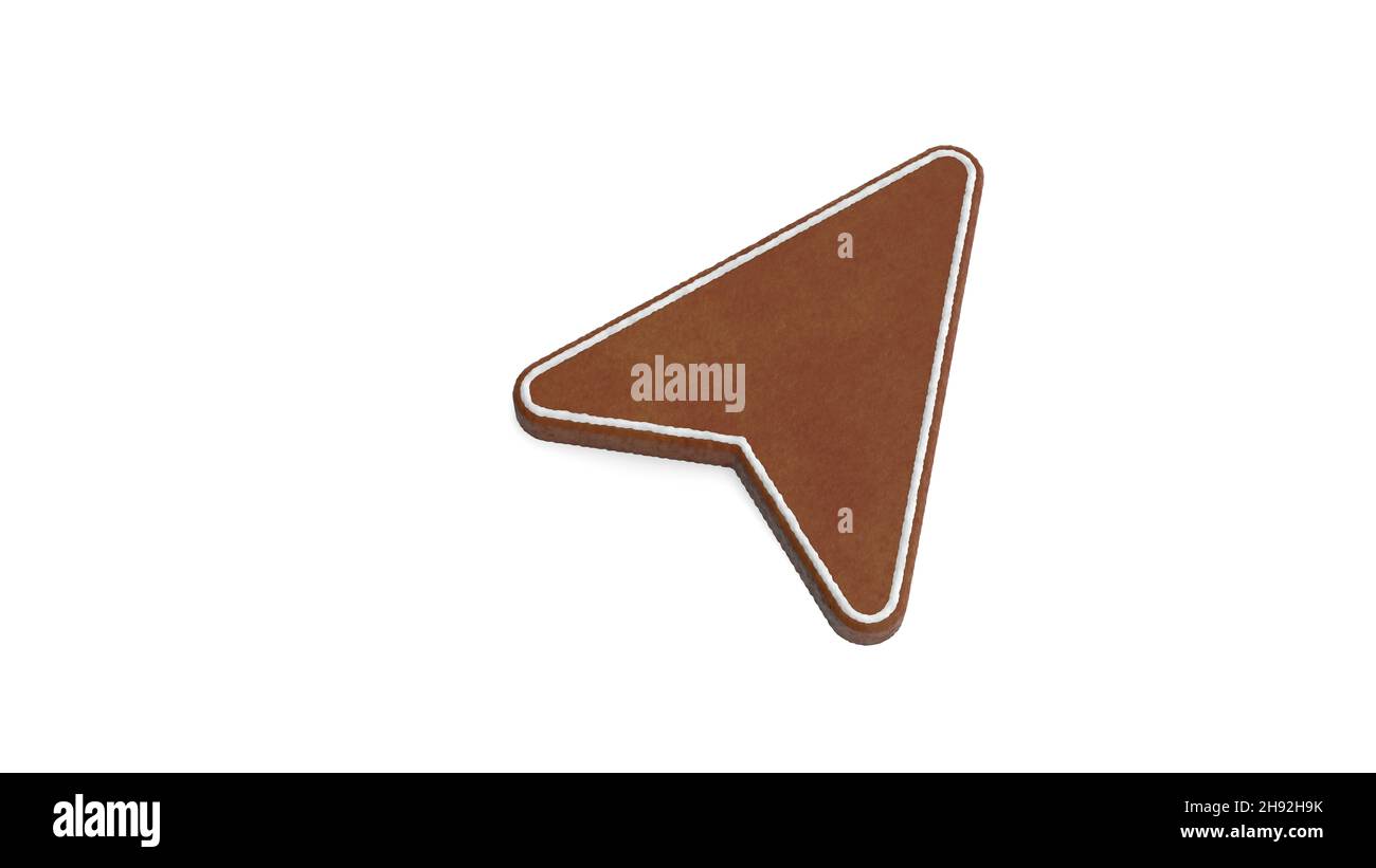 3d rendering of gingerbread cookie in shape of symbol of compass arrow ...