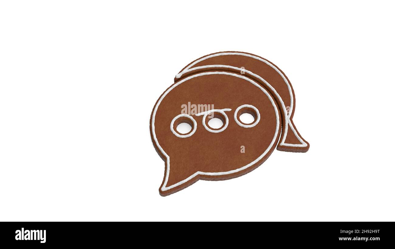 3d rendering of gingerbread cookie in shape of symbol of two rounded ...
