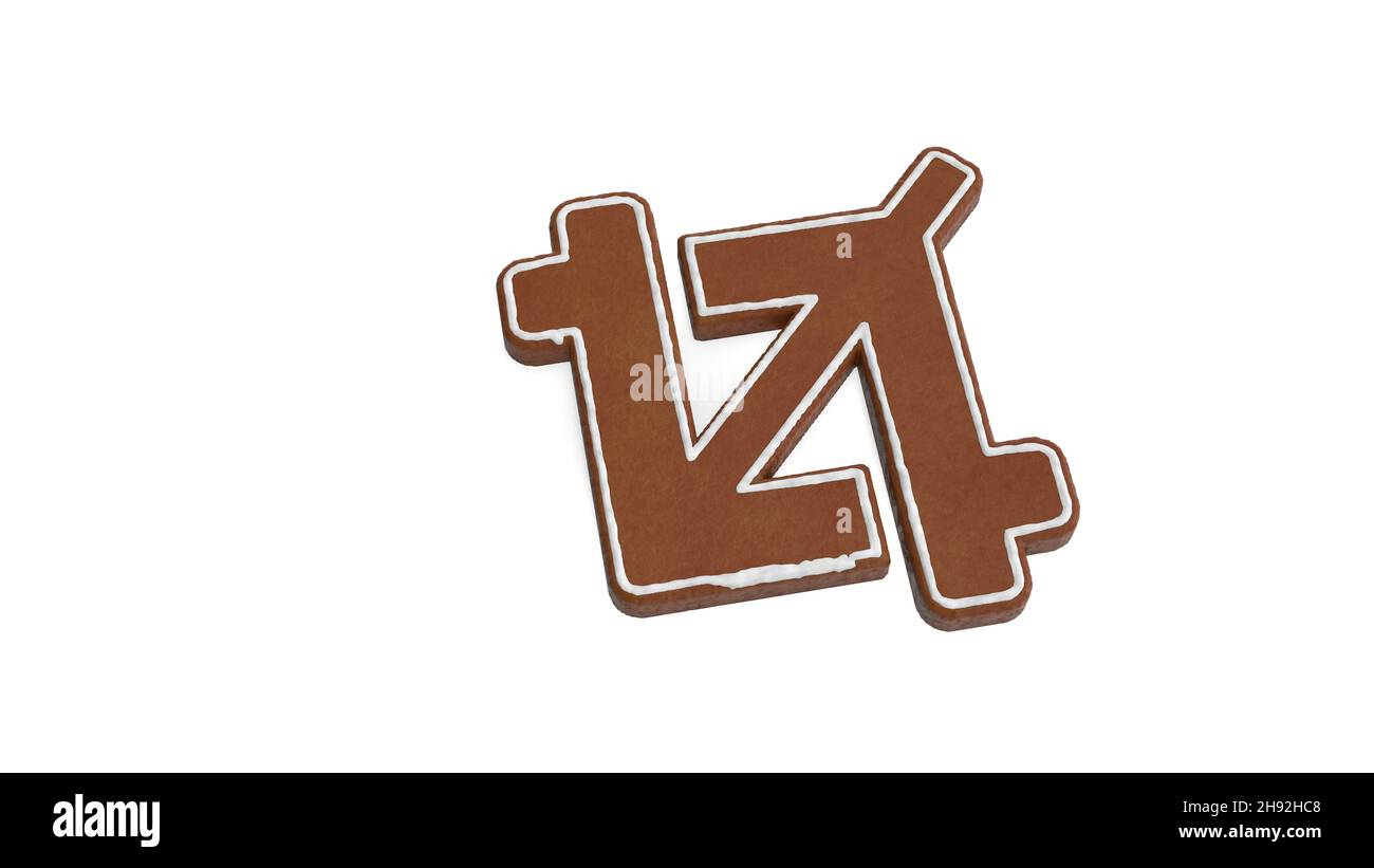 3d Rendering Of Gingerbread Cookie In Shape Of Symbol Of Crop Frame Ratio Isolated On White