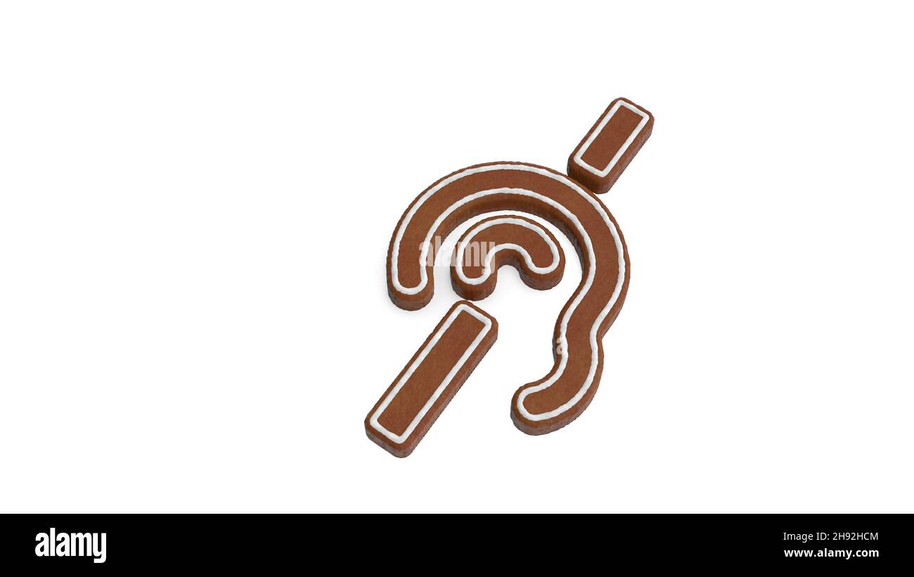 3d Rendering Of Gingerbread Cookie In Shape Of Symbol Of Ear With Slash Isolated On White