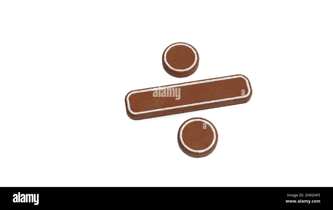 3d rendering of gingerbread cookie in shape of symbol of divide symbol ...