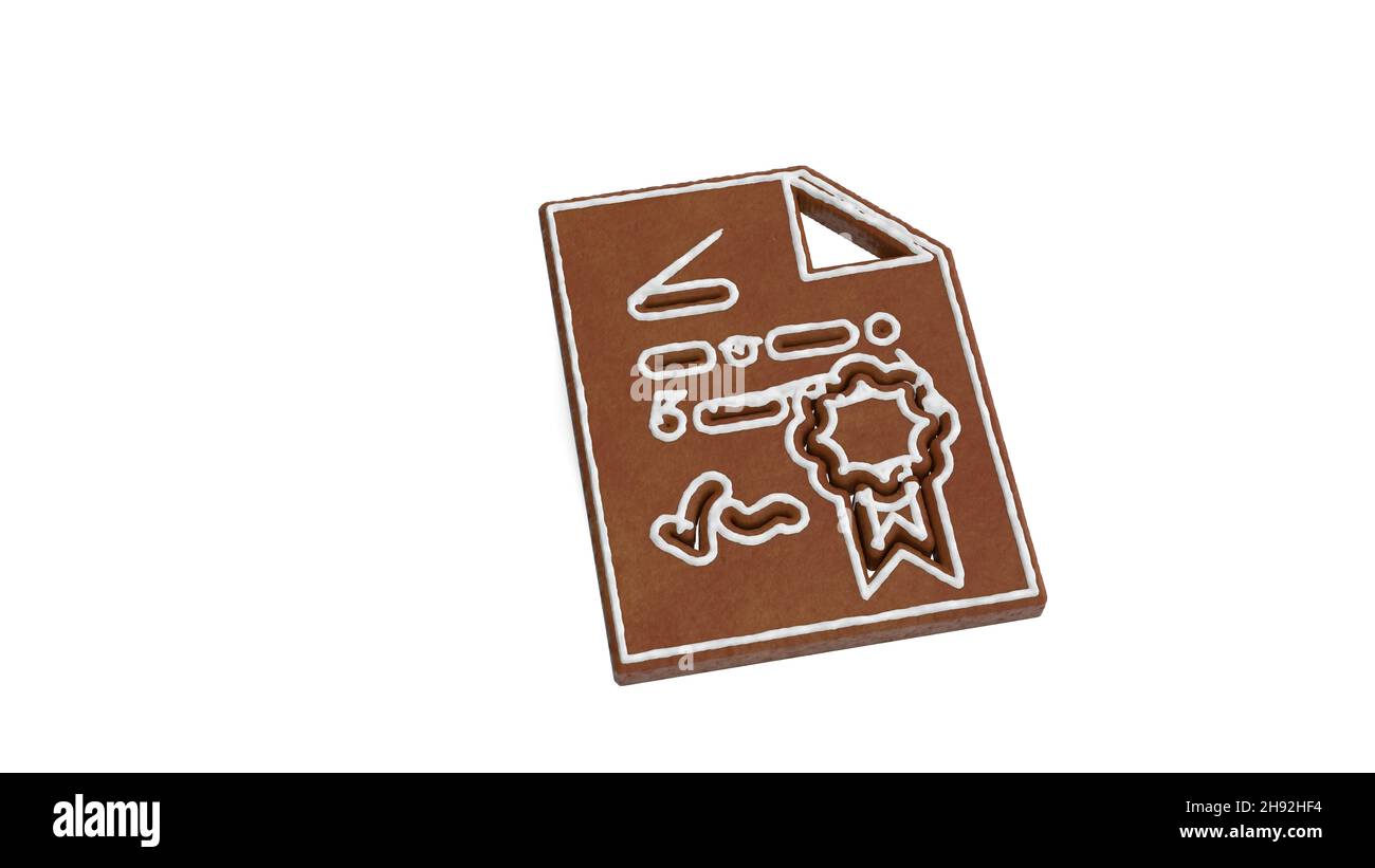 3d Rendering Of Gingerbread Cookie In Shape Of Symbol Of Diploma With