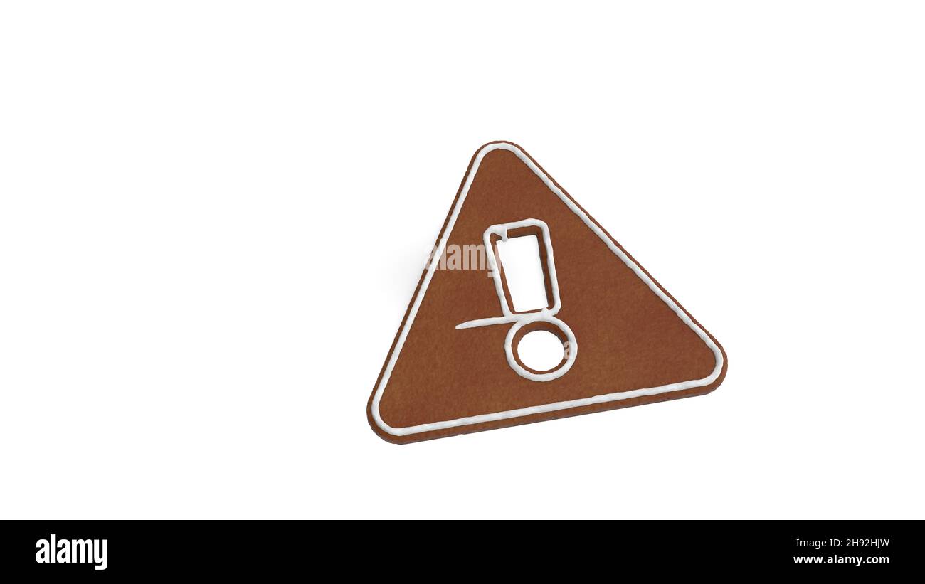 3d rendering of gingerbread cookie in shape of symbol of exclamation ...