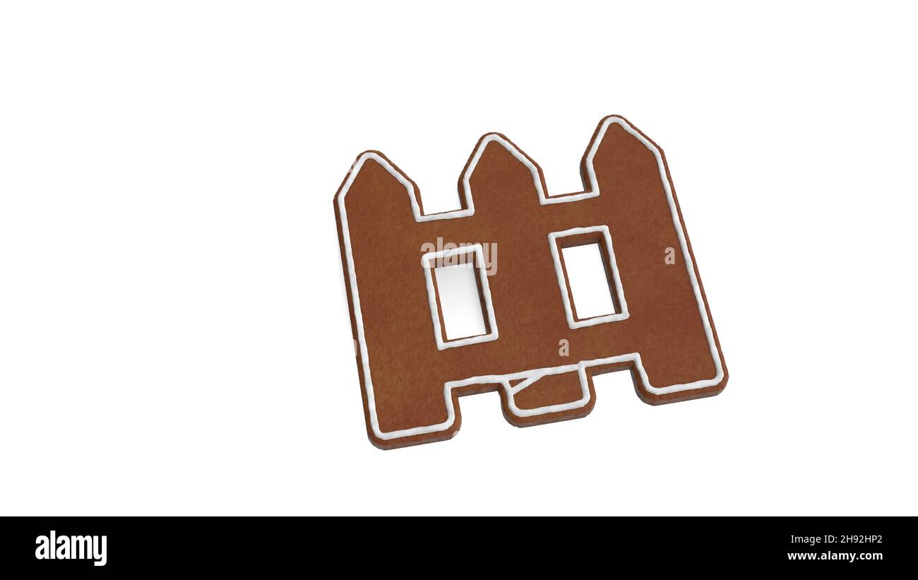 3d Rendering Of Gingerbread Cookie In Shape Of Symbol Of Fence From