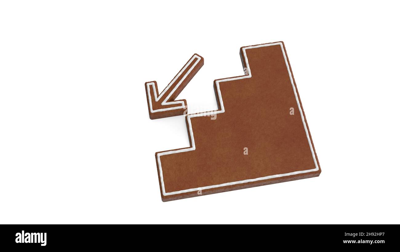 3d Rendering Of Gingerbread Cookie In Shape Of Symbol Of Stairs With
