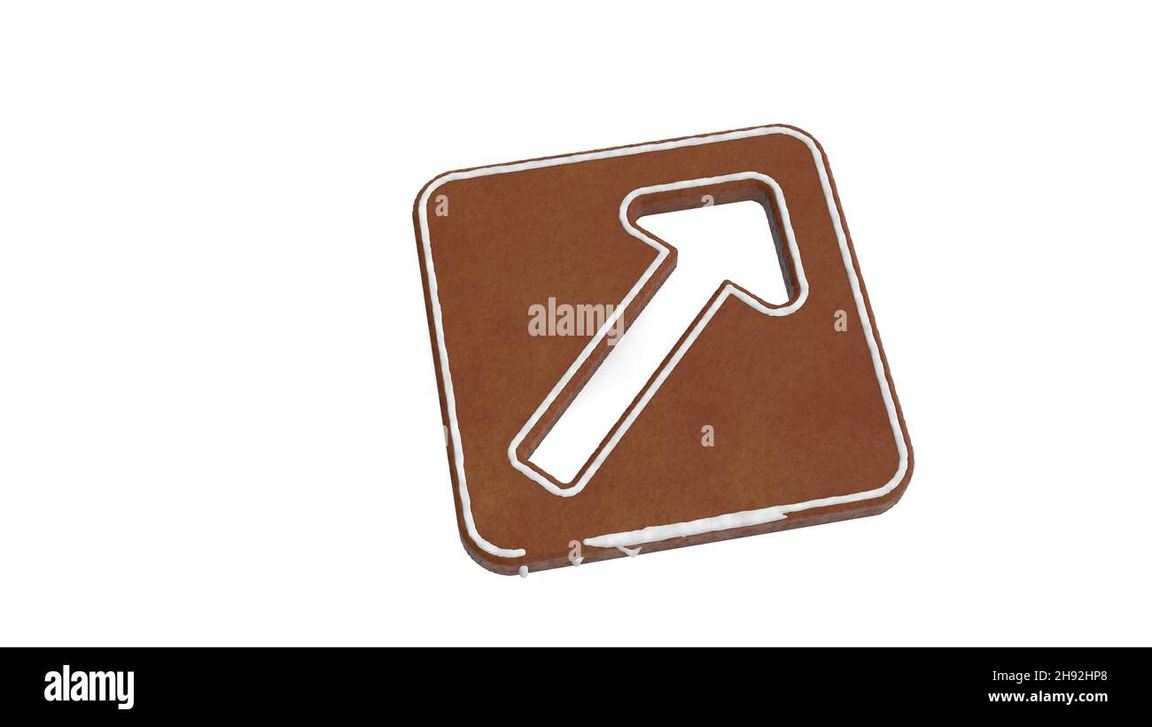 3d rendering of gingerbread cookie in shape of symbol of square with up ...