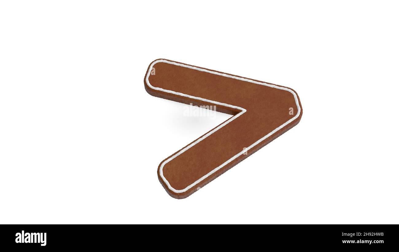 3d Rendering Of Gingerbread Cookie In Shape Of Symbol Of Greater Than