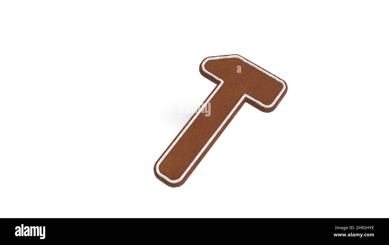 3d rendering of gingerbread cookie in shape of symbol of workshop ...