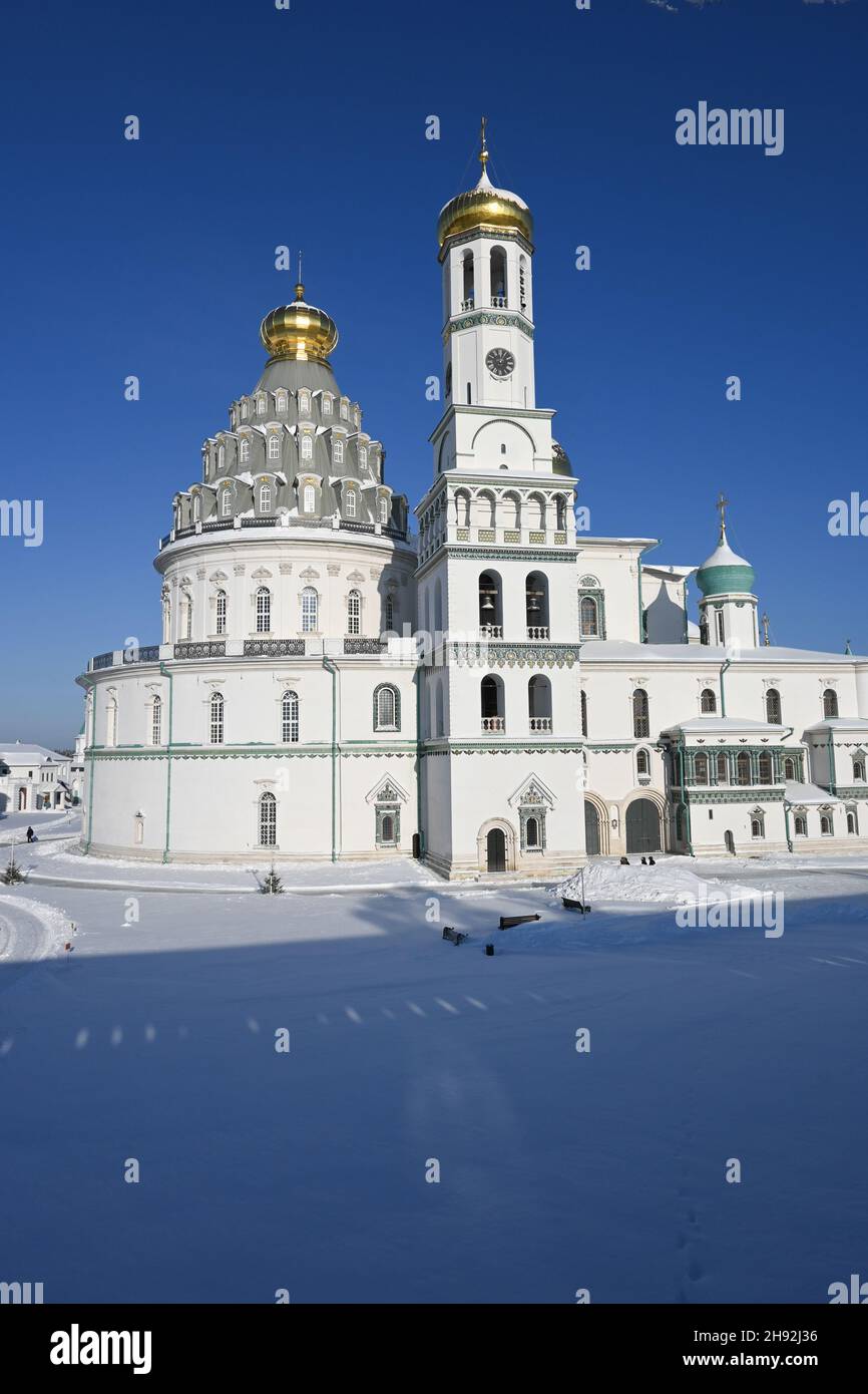Winter in an Orthodox monastery. Clear winter day at the New Jerusalem ...