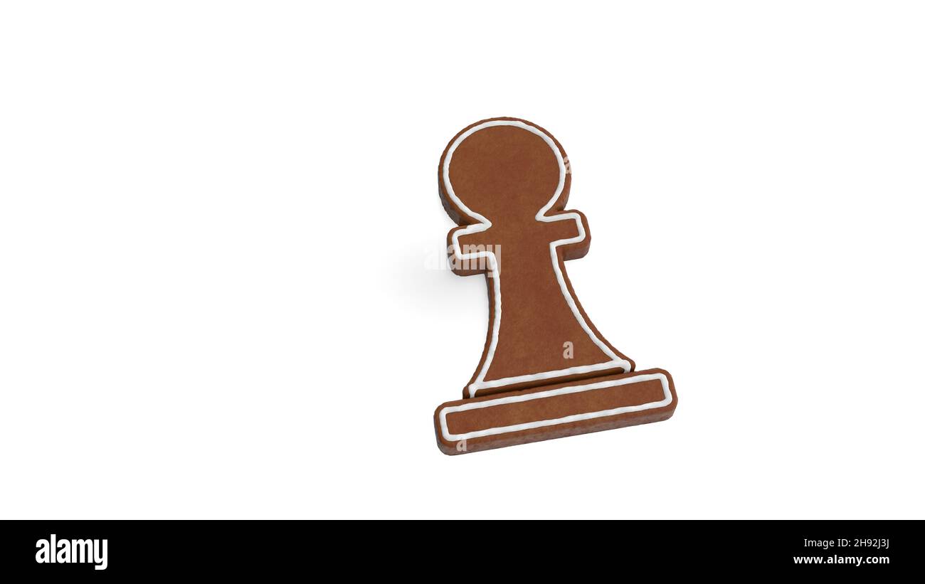 3d Rendering Of Gingerbread Cookie In Shape Of Symbol Of Chess Pawn