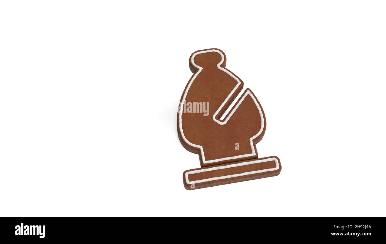 3d Rendering Of Gingerbread Cookie In Shape Of Symbol Of Chess Bishop