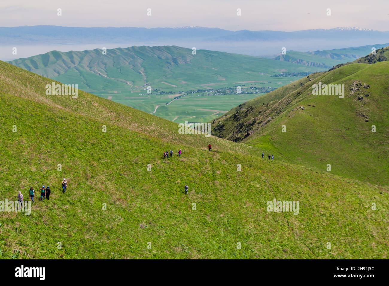 ALAMEDIN, KYRGYZSTAN - MAY 21, 2017: Participants of Trekking Union of ...