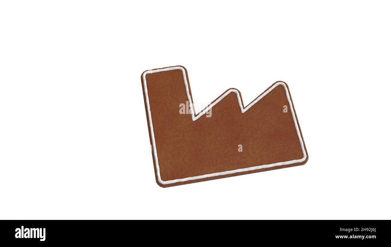 3d Rendering Of Gingerbread Cookie In Shape Of Symbol Of Factory