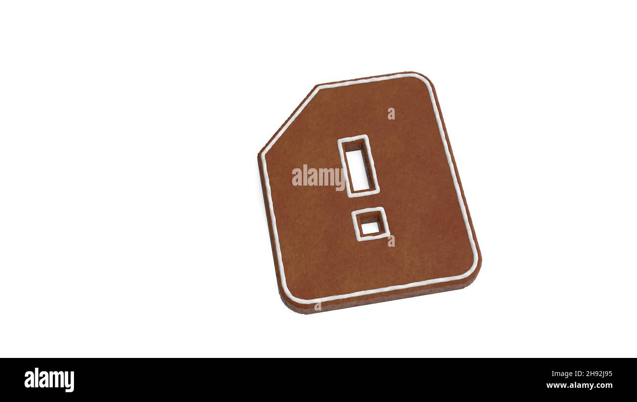 3d rendering of gingerbread cookie in shape of symbol of memory card ...