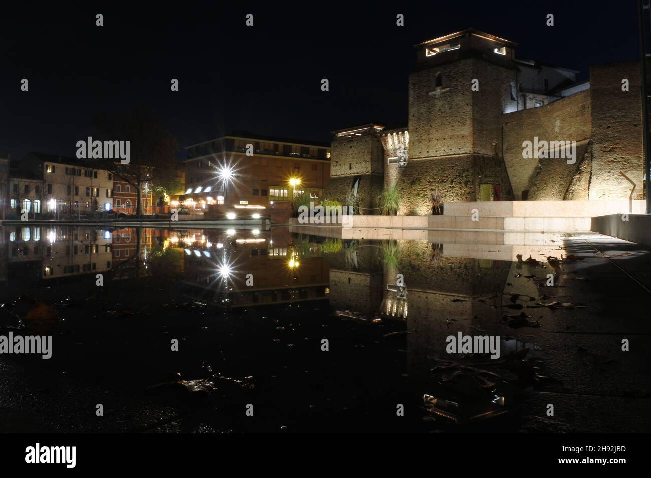 beautiful images of the city of rimini by night. The historic center of ...