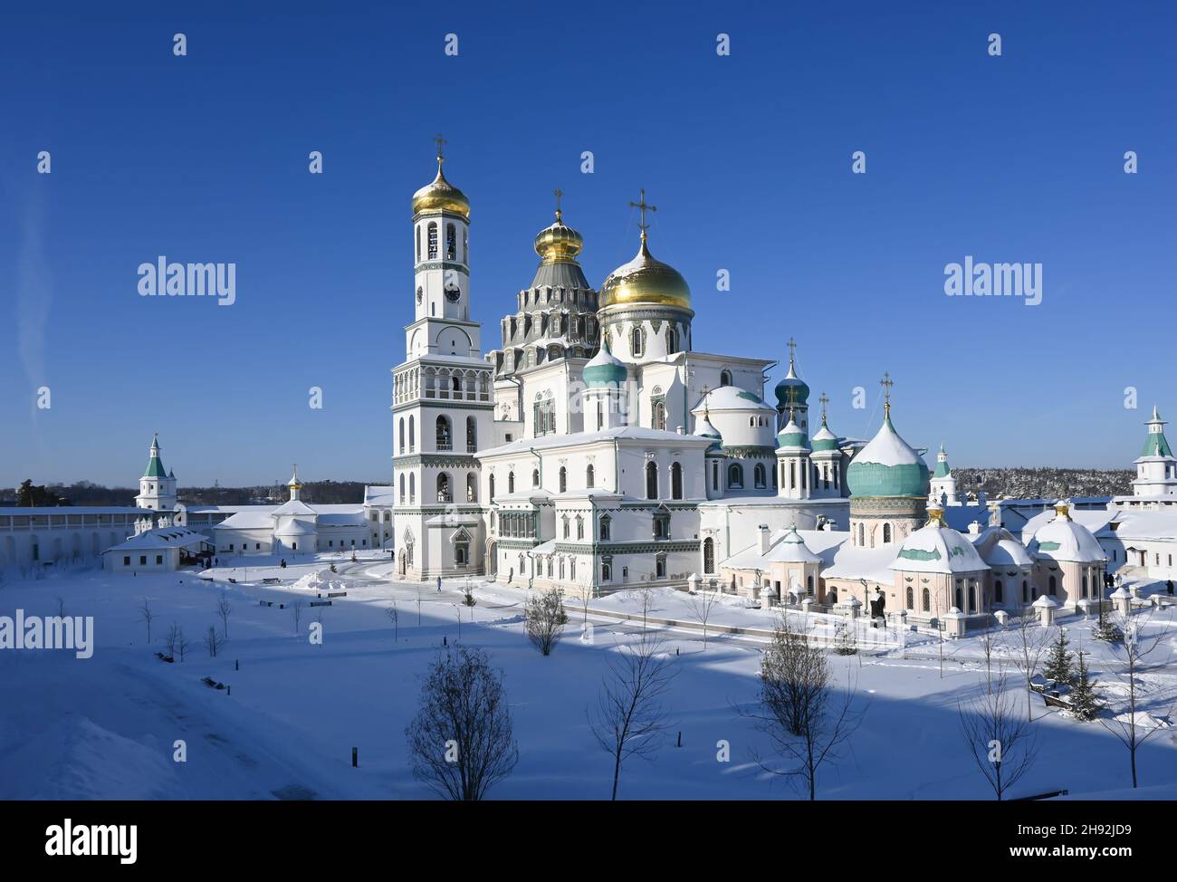 Winter in an Orthodox monastery. Clear winter day at the New Jerusalem ...