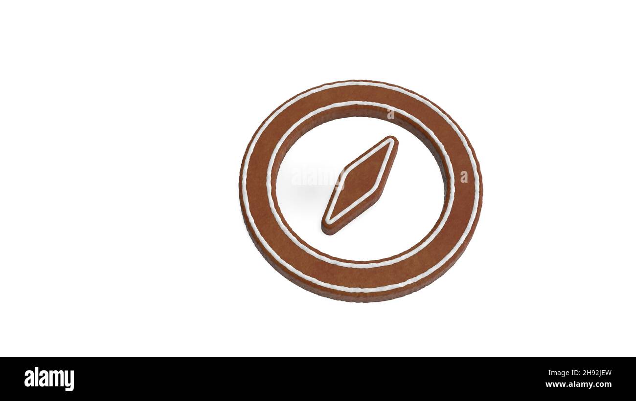 3d rendering of gingerbread cookie in shape of symbol of compass ...