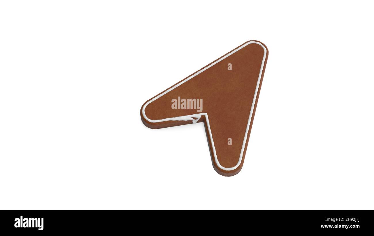 3d rendering of gingerbread cookie in shape of symbol of compass arrow ...