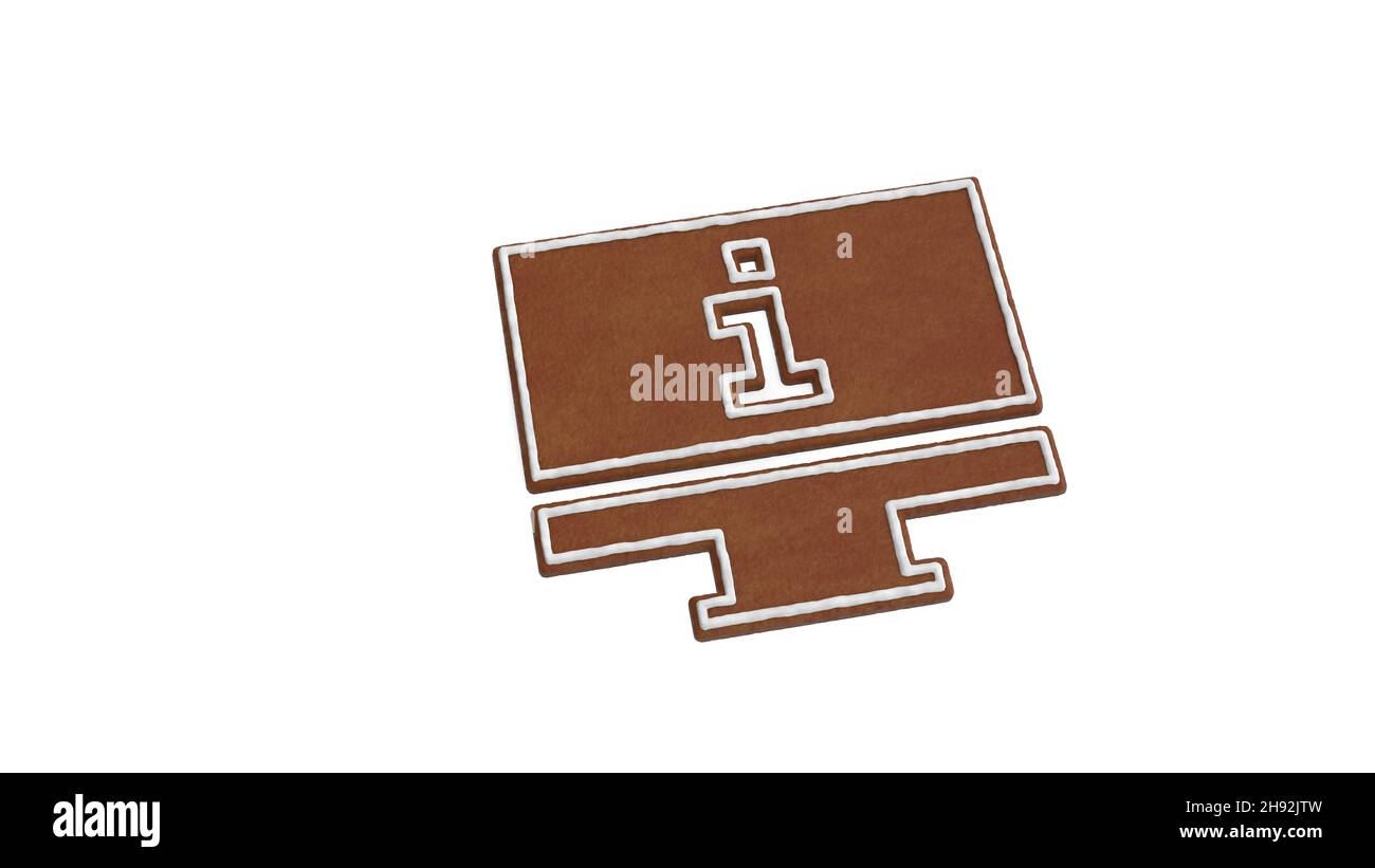3d Rendering Of Gingerbread Cookie In Shape Of Symbol Of Monitor With