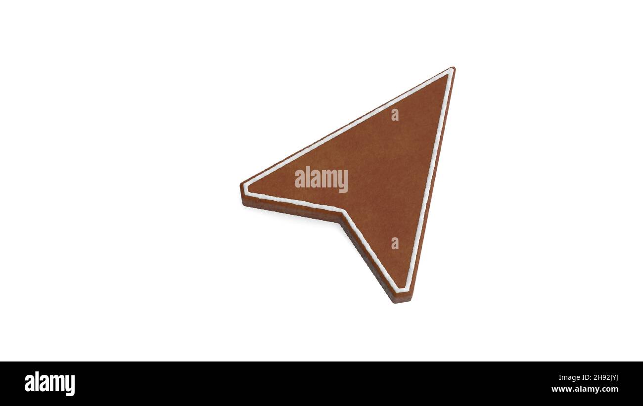 3d Rendering Of Gingerbread Cookie In Shape Of Symbol Of Navigation Arrow Right Isolated On