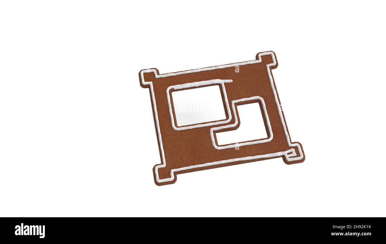 3d Rendering Of Gingerbread Cookie In Shape Of Symbol Of Two Joined Images Isolated On White
