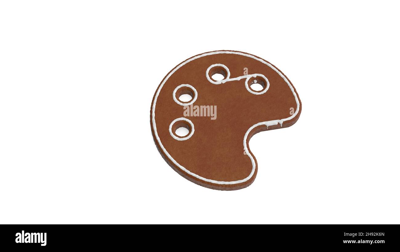 3d Rendering Of Gingerbread Cookie In Shape Of Symbol Of Wooden Palette