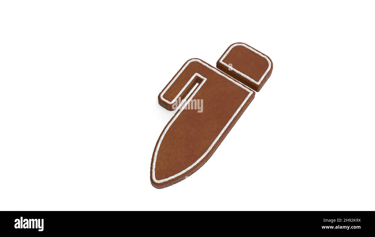 3d rendering of gingerbread cookie in shape of symbol of pen with ...
