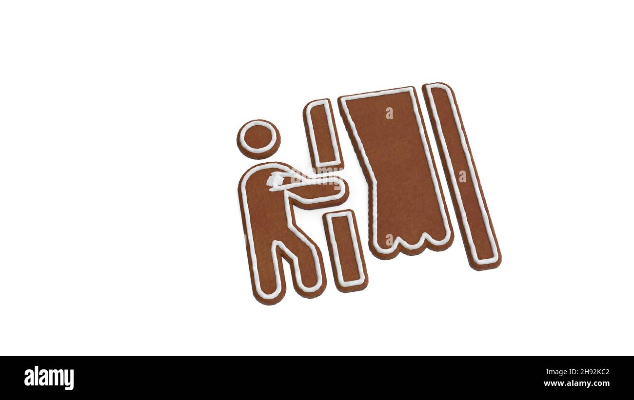 3d Rendering Of Gingerbread Cookie In Shape Of Symbol Of Person And