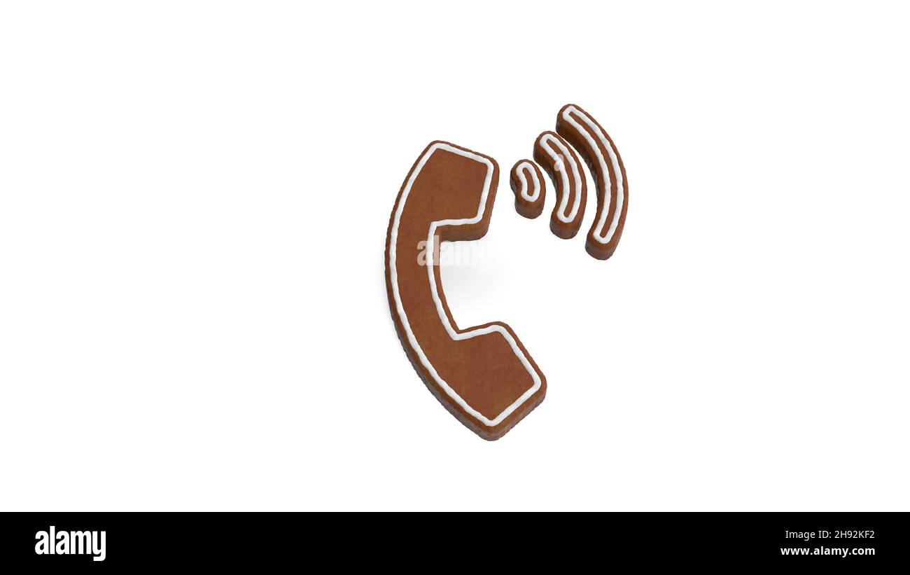 3d Rendering Of Gingerbread Cookie In Shape Of Symbol Of Headphone With Sound Waves Isolated On