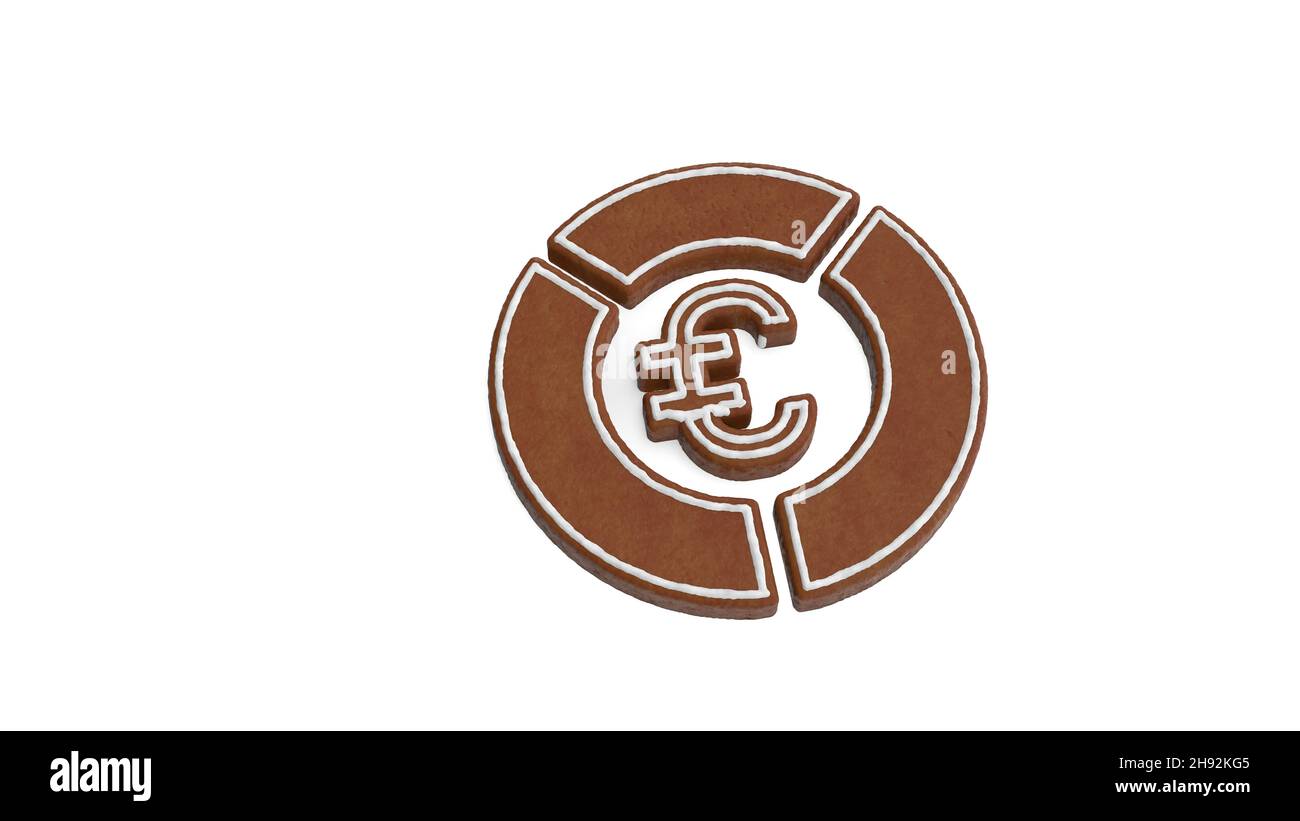 3d Rendering Of Gingerbread Cookie In Shape Of Symbol Of Pie Chart With