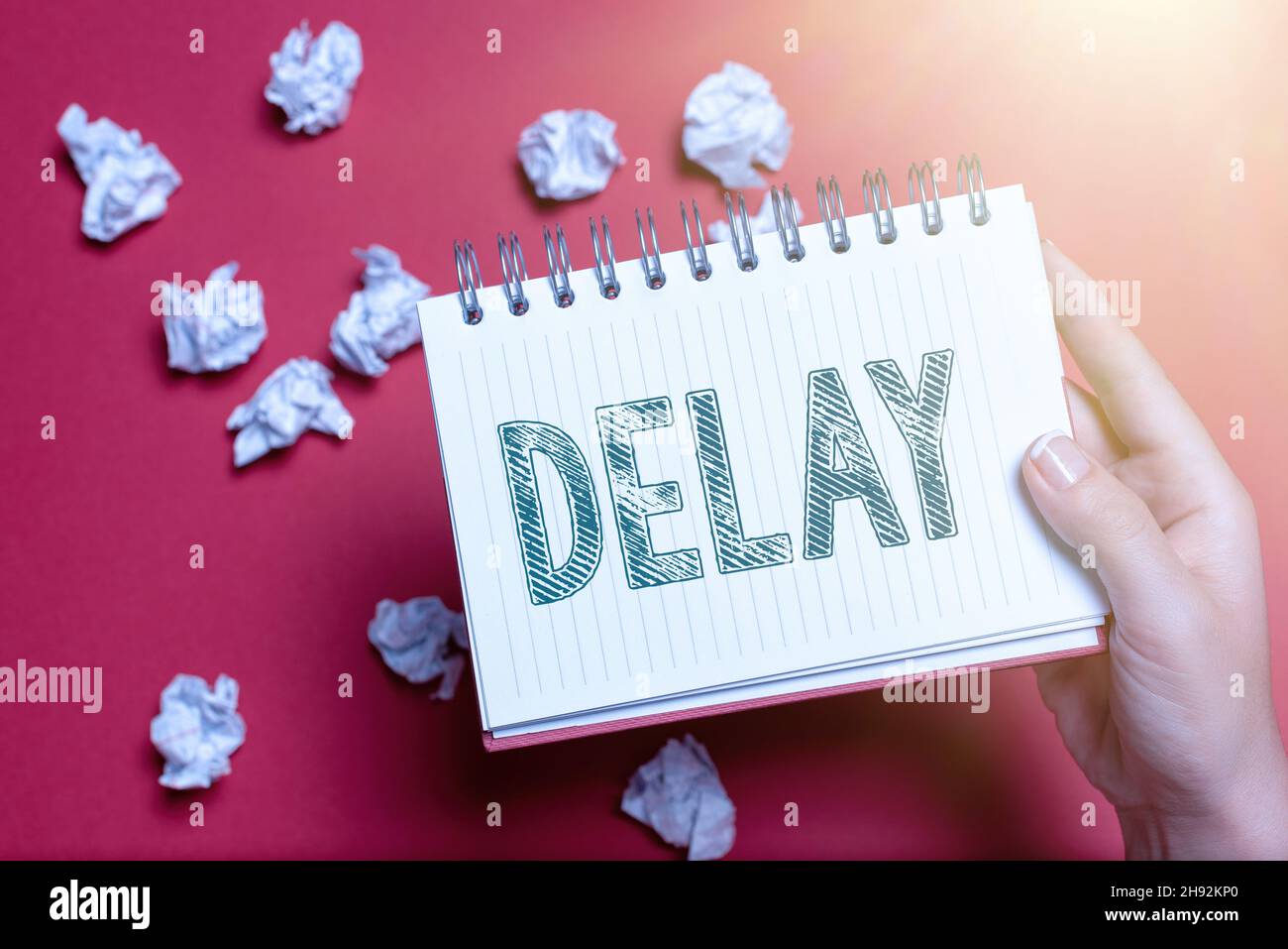 Sign displaying Delay. Conceptual photo Unplanned deferment of a ...