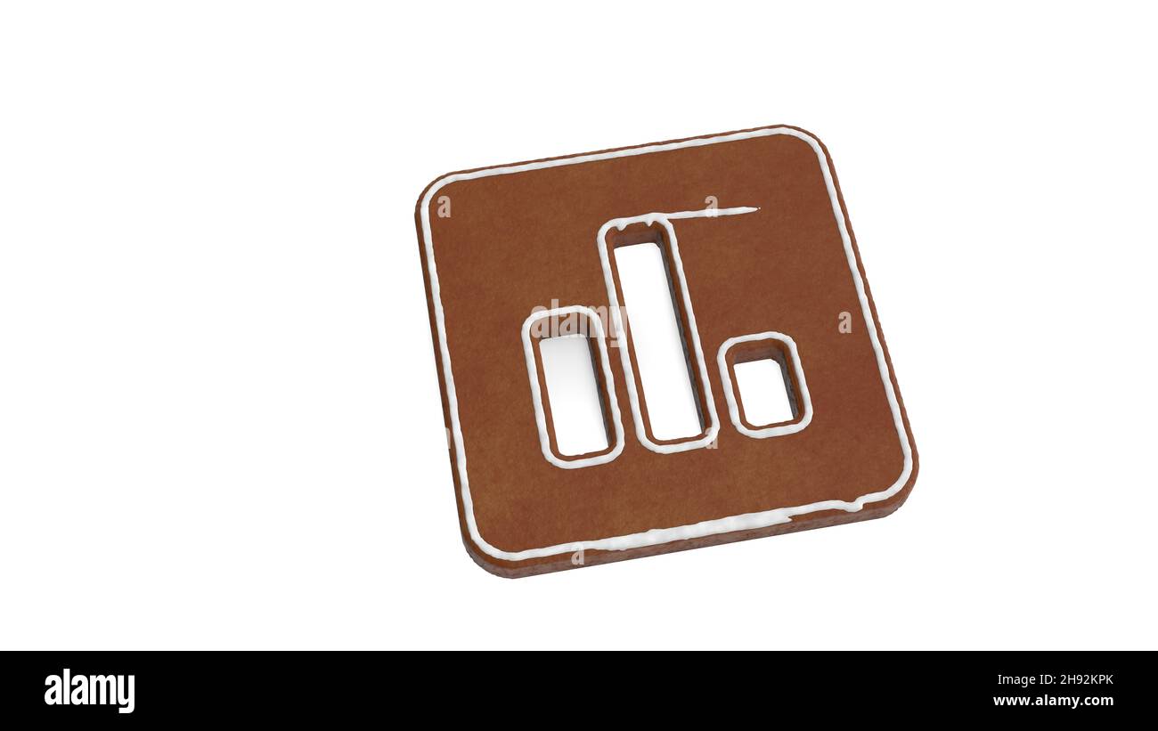 3d Rendering Of Gingerbread Cookie In Shape Of Symbol Of Three Vertical