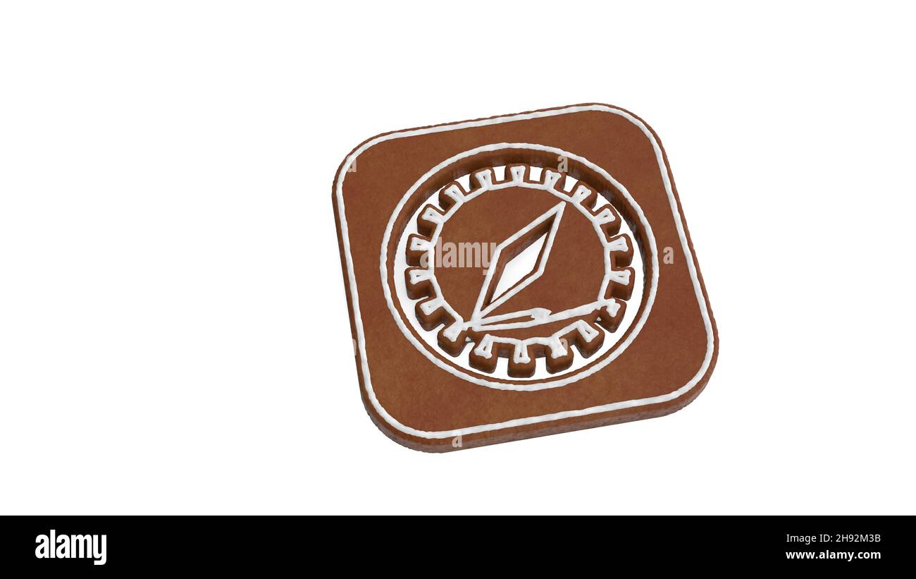 3d rendering of gingerbread cookie in shape of symbol of compass in ...