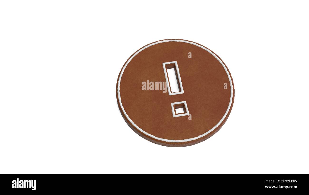 3d Rendering Of Gingerbread Cookie In Shape Of Symbol Of Exclamation