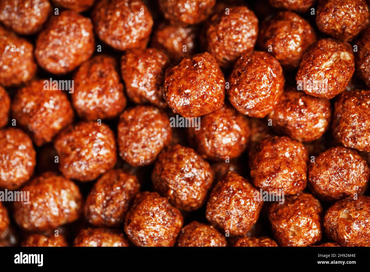 Chocolate balls Ready breakfast texture close-up. Full screen as ...