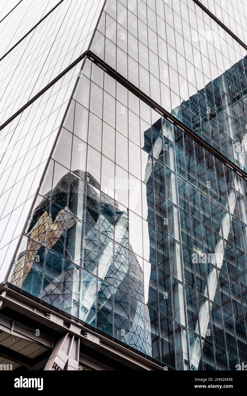 The Gherkin (30 St Mary Axe) Building Reflected In The Glass Of The ...