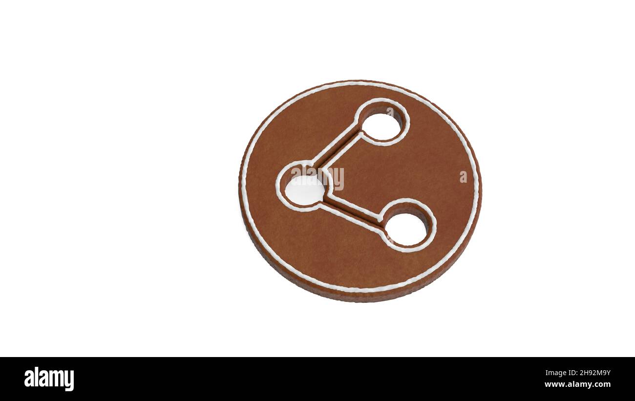 3d Rendering Of Gingerbread Cookie In Shape Of Symbol Of Circle With Network Isolated On White